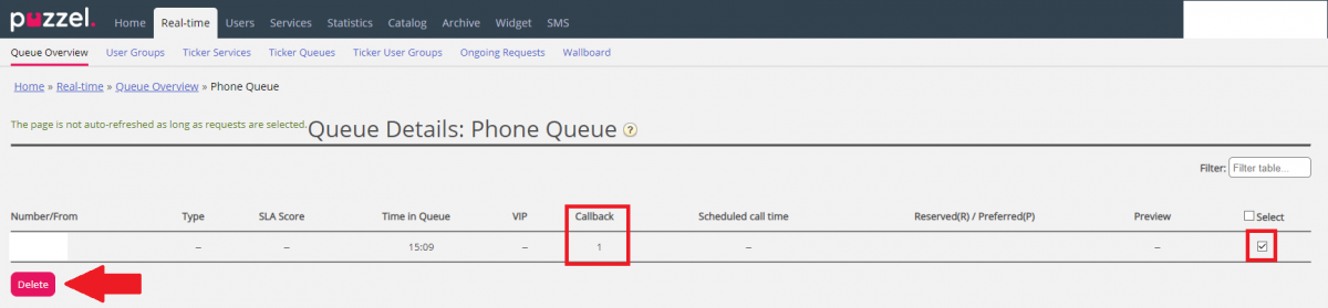 How to delete requests in queue | Puzzel Help Centre